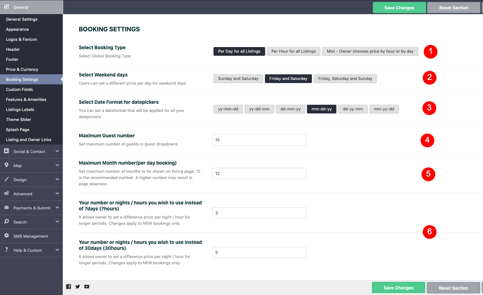 Theme Options - Booking Settings - WP Rentals Help